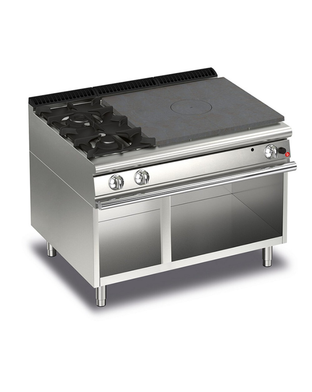 GAS SOLID TOP WITH 2 BURNERS ON THE LEFT ON OPEN BASE