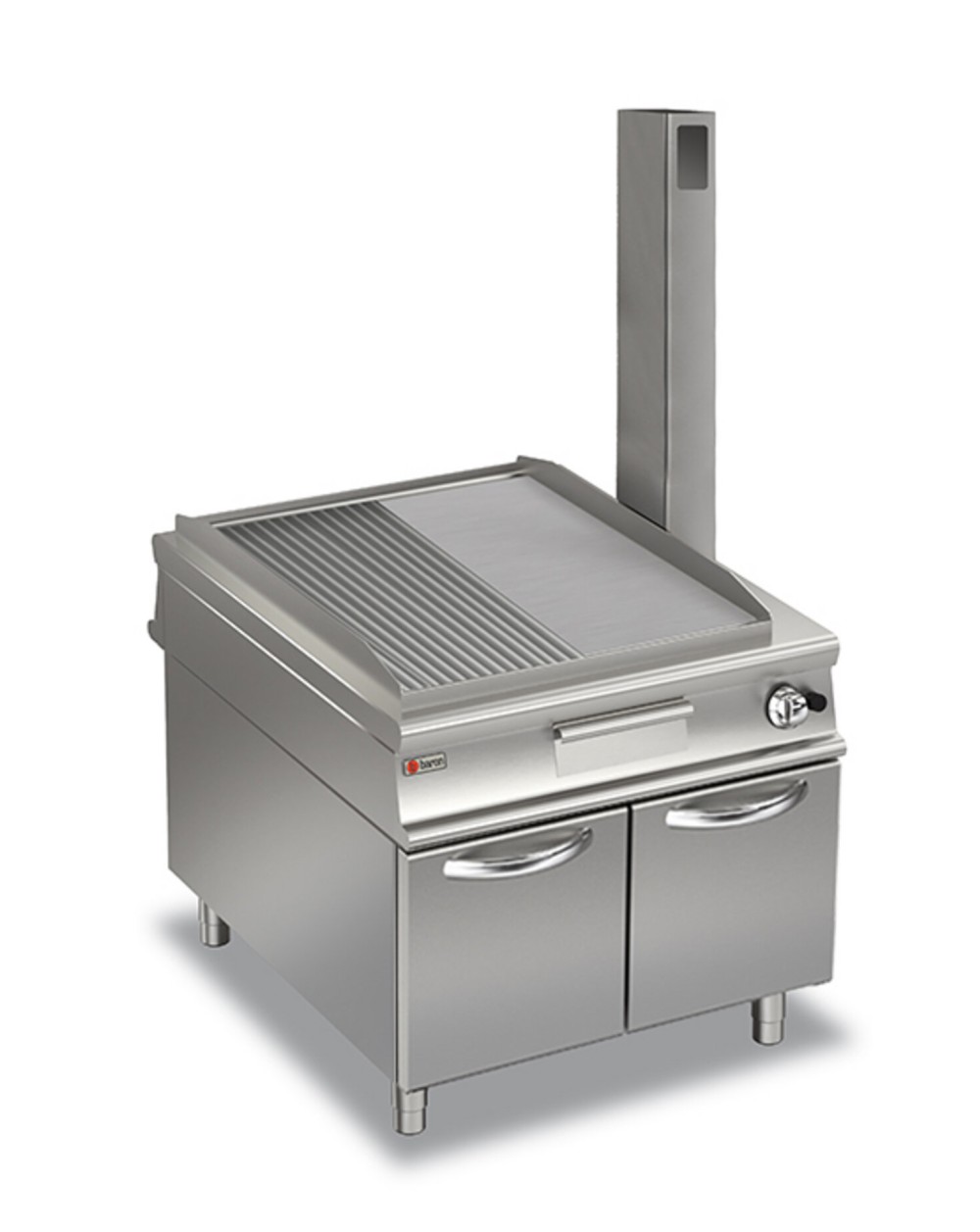 PASS-THROUGH GAS FRY-TOP PLATE 1/2 SMOOTH 1/2 GROOVED - ON CABINET WITH ...