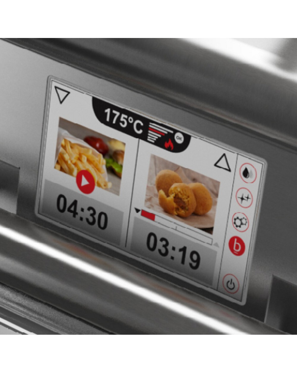 FREIDORA DE GAS EVO 1 CUBA con CONTROL ELECTRÓNICO 23 LT - Con elevador de cestas