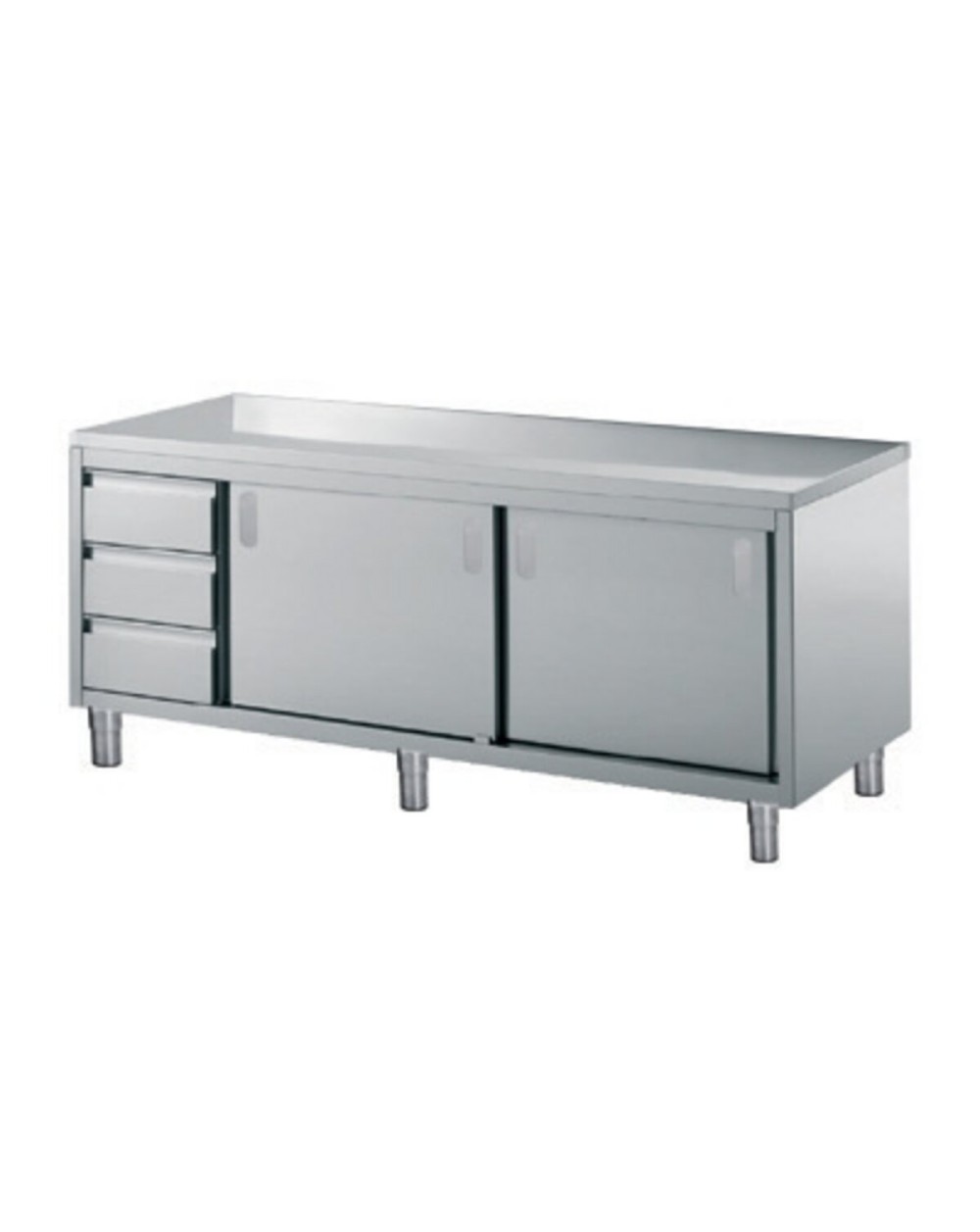 COMBINATION CUPBOARD TABLE-2 SLIDING DOORS AND 3 DRAWERS