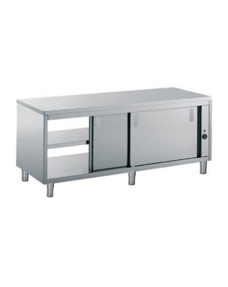 HOT PASS-THROUGH CUPBOARD TABLE -4 SLIDING DOORS AND LOWER SHELF